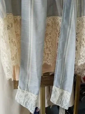 Dresses | Light Blue Striped Sheer Shawl With Lace Trim | Poshmark